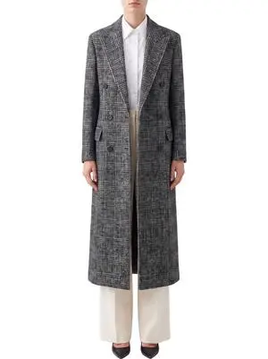 Tagliatore Prince Of Wales Check Double-breasted Wool Coat - Black