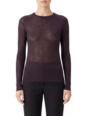 JOSEPH Sheer Slim Fit Crewneck Jumper In 100% Cashmere - Red
