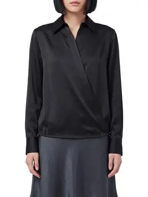 SEMICOUTURE Draped Shirt - Black