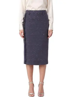 SEMICOUTURE Beaded And Sequin Embroidered Cotton-blend Midi Pencil Skirt - Black