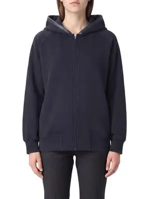 SEMICOUTURE Relaxed Fit Wool Knit Zip-up Hoodie With Dropped Shoulders - Black
