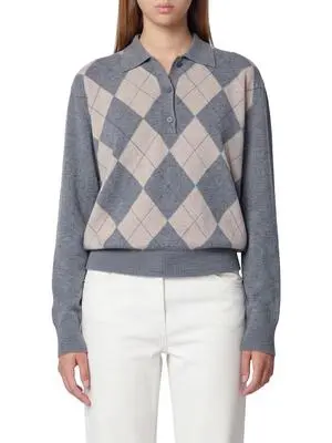 RÓHE Rohe Argyle Long-Sleeved Knit Polo Grey 1