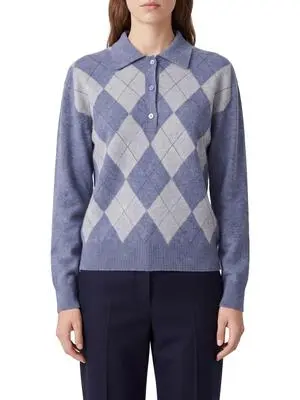 RÓHE Rohe Argyle Long-Sleeved Knit Polo