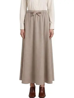 Herno Herno Flared Wool Blend Knit Midi Skirt With High Waist And Drawstring Cream