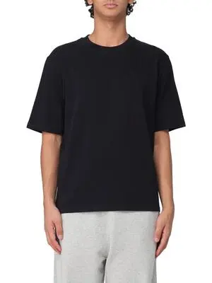 AMI Paris Short-sleeved Cotton T-shirt With Front Logo Print - Black
