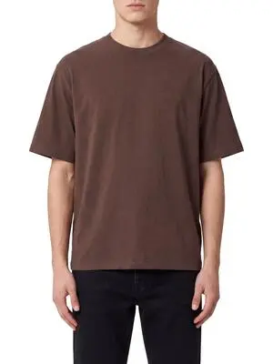 AMI Paris Short-sleeved Cotton T-shirt With Front Logo Print Brown