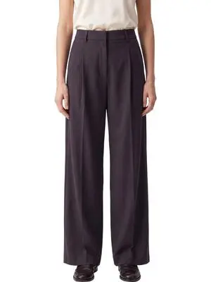THELATEST Billie High-waisted Wide-leg Pleated Trousers In Wool Blend - Brown