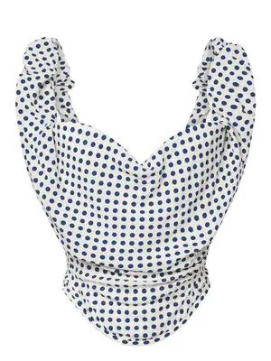 VIVIENNE WESTWOOD Blue Polka Dots Bustier Top - White