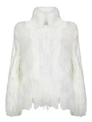 P.a.r.o.s.h High Neck Textured Finish Jacket - White