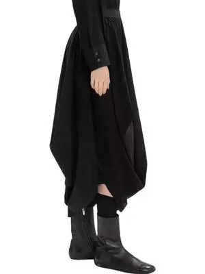 HIGH Asymmetric Draped Midi Skirt