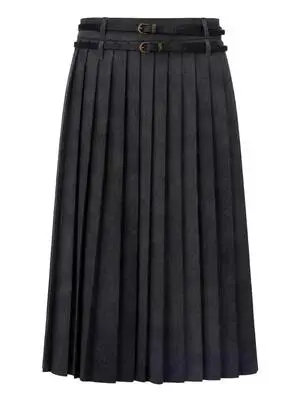 Liu Jo Belted Pleated Midi Skirt - Grey