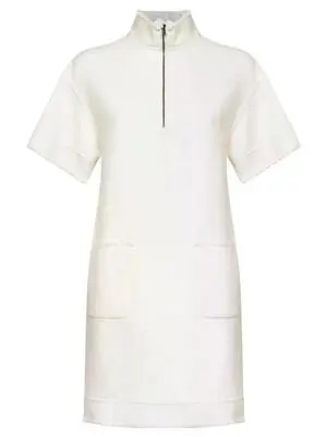 Max Mara Max Mara Frayed-Edge Quarter-Zip Mini Dress Neutrals