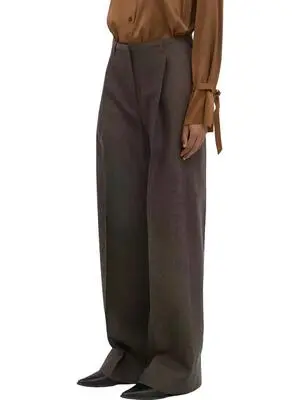 Christian Wijnants Pamira Tweed Pleated Trousers - Brown