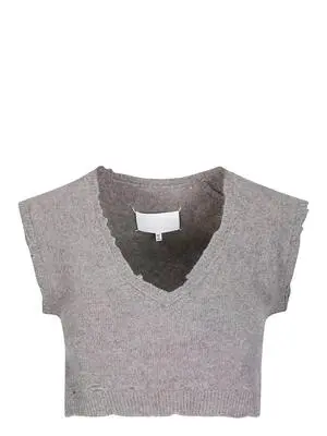 MAISON MARGIELA Sleeveless Distressed Knit Top - Grey