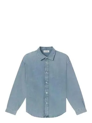 FRAME Faded-effect Long-sleeve Denin Shirt Blue