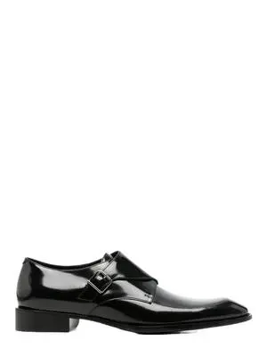 Saint Laurent Connor Buckle-fastening Leather Oxford Shoes - Black