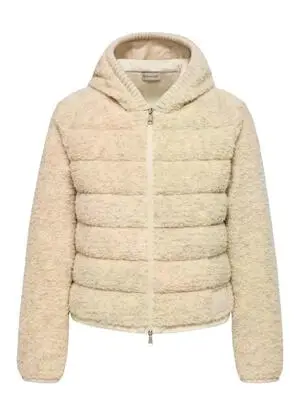 Moncler Moncler Padded Teddy Hooded Jacket Neutrals