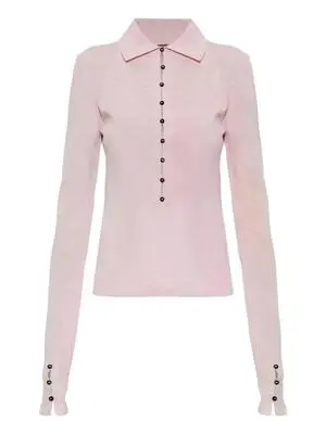 Jacquemus Jacquemus "J" Embroidered Long-Sleeve Polo Shirt Pink
