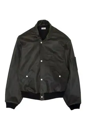 YOKE Yoke Cracked Leather Bomber Jacket