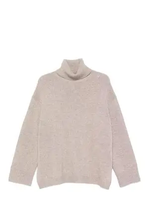 ALLUDE Allude Taupe Brown Knitted Turtleneck Sweater