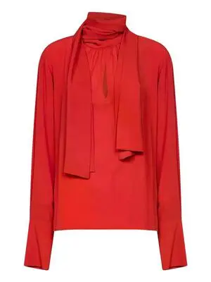 P.a.r.o.s.h Long-sleeved Blouse With Tie Neck Detail - Red