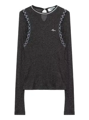 MSGM MSGM Long Sleeve T-Shirt With Ruffled Trim And Embroidered Logo