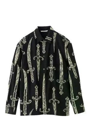 A KIND OF GUISE Derbin Sword-print Long-sleeved Shirt - Black