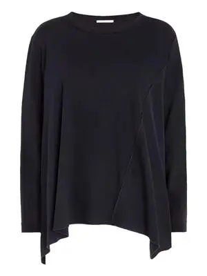 High Asymmetric Long-sleeved T-shirt - Blue