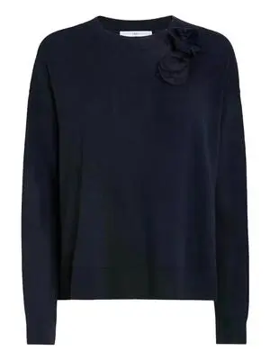 HIGH Floral Appliqué Fine-Knit Sweater