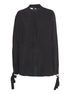 Prada Gathered Neck-tie Blouse - Black