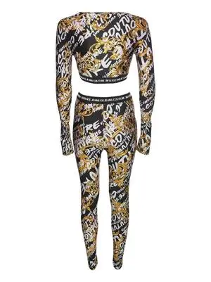 Versace Barocco-print Leggings Set - Black