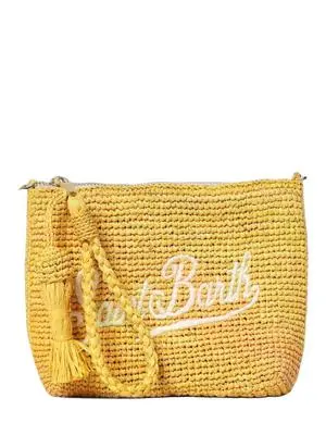 MC2 SAINT BARTH Embroidered Logo Raffia Clutch - Yellow