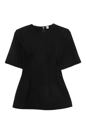 TOTEME Sculptural Short-sleeve Scuba Top - Black