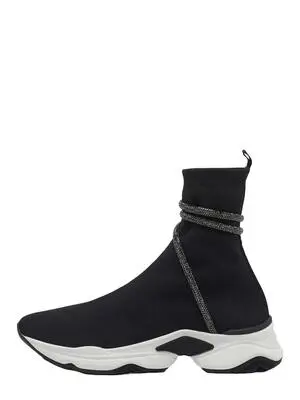 Rene Caovilla Knit Cleo Crystal-embellished High-top Sneakers - Black