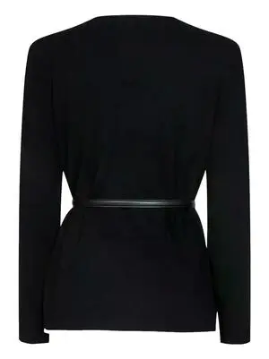Max Mara Belted V-Neck Cardigan Black