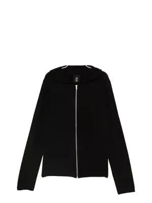 THOM KROM Zip-up Hoodie With Textured Jersey - Black