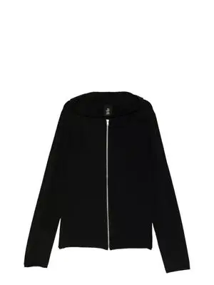 THOM KROM Zip-up Hoodie With Textured Jersey - Black