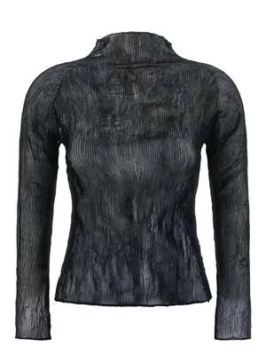 Issey Miyake Issey Miyake Crinkled Jersey Top Blue