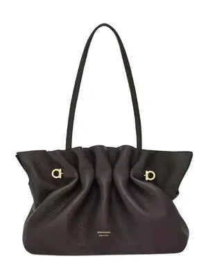 FERRAGAMO Ferragamo Soft Nappa Leather Shoulder Bag With Gancio Pin Brown