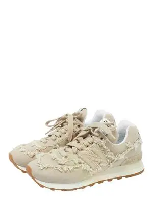 Miu Miu X New Balance Distressed Lace-up Sneakers - Neutrals
