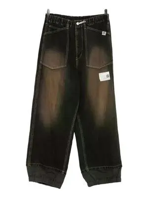 Mihara Yasuhiro Layered Sweat Jeans - Black