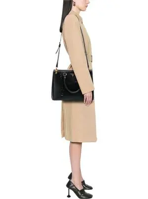 Prada PRADA Saffiano Leather Double Zip Satchel Black