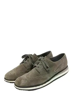 Prada Suede Brogue Perforated Low-top Sneakers - Grey