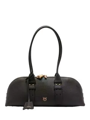 Pinko Pinko Big Bowling Horizontal Leather Tote Bag Brown
