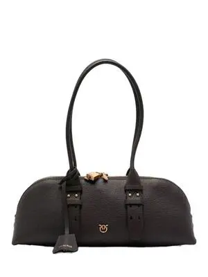 Pinko Big Bowling Horizontal Leather Tote Bag - Brown