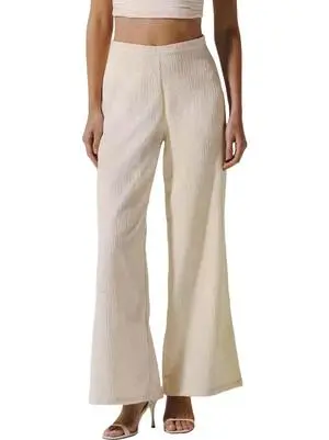 BAOBAB Louise Textured Flared Trousers - Neutrals