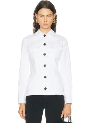 Brandon Maxwell Gage Fitted Button-up Jacket - White