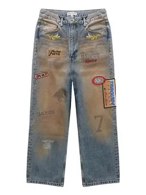 DUKE + DEXTER Dr4 Trackside Washed Denim Jeans - Blue