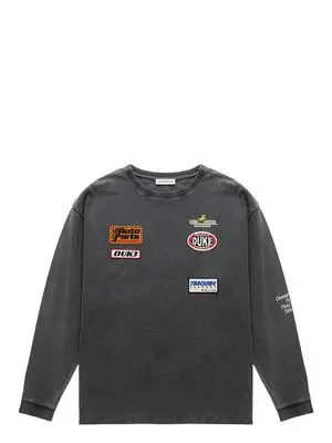 DUKE + DEXTER Washed Track Long Sleeve Top - Black