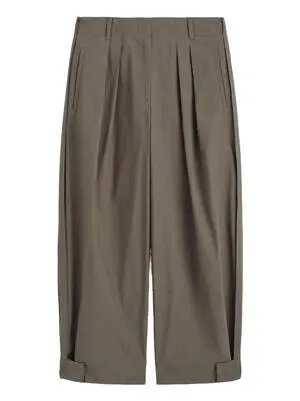 Cos Pleated Cotton Tapered Utility Pants - Brown